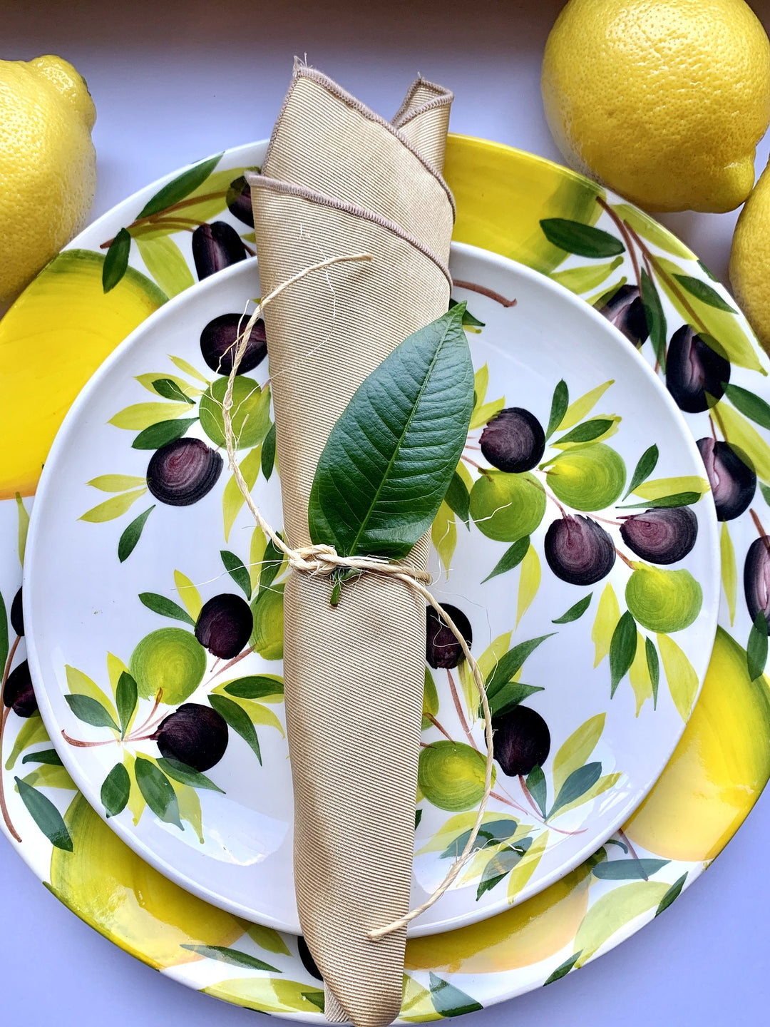 Lemon/Olive Hand-painted Plates – Lo Bello Imports, LLC