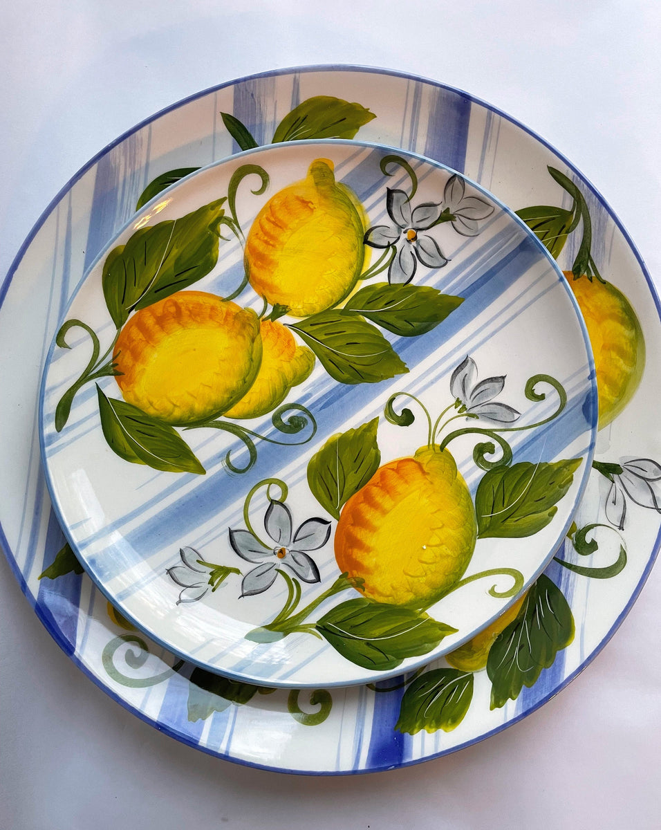 Blue or Green Stripe Lemon Plates – Lo Bello Imports, LLC
